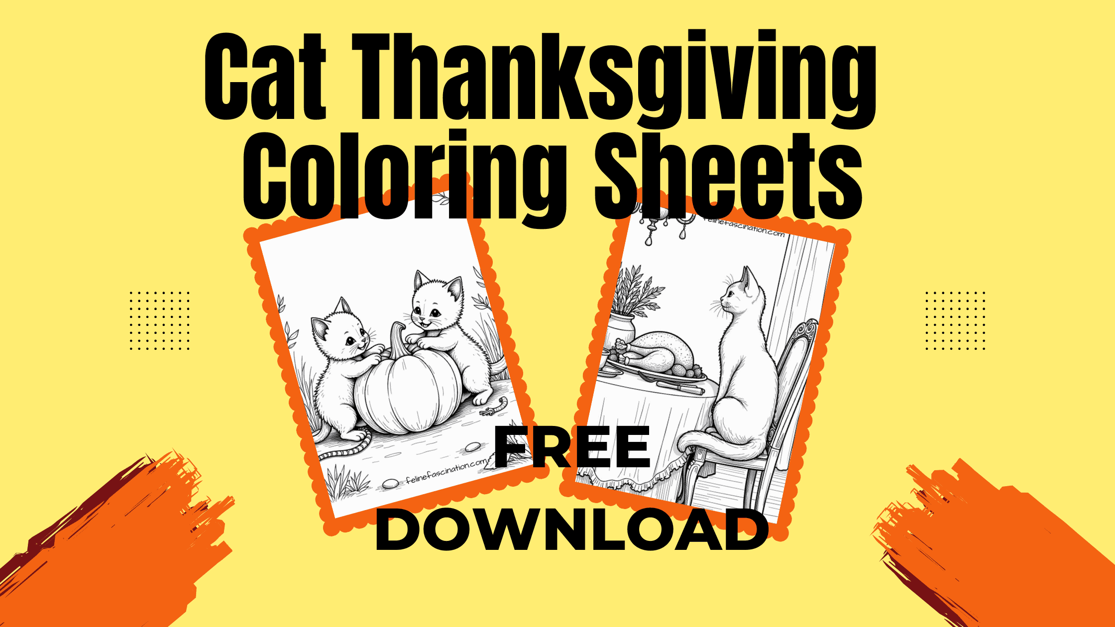 Thanksgiving Cat Coloring Sheets